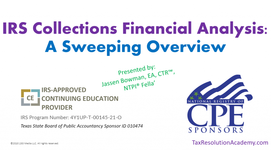 IRS Collections Financial Analysis: A Sweeping Overview | Tax ...